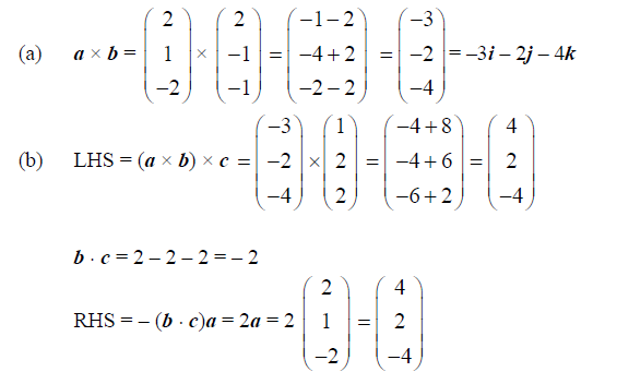 IBDP Math AI:Topic:AHL 3.13: vector product of two vectors-IB style Questions HL Paper 1