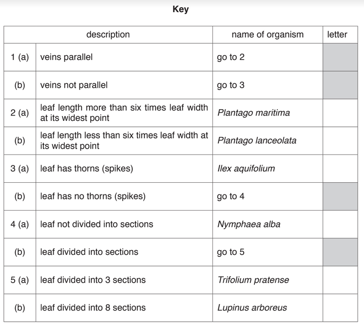 Igcse Biology 0610 1 2 Concept And Uses Of Classification Systems Igcse Style Questions Paper 3
