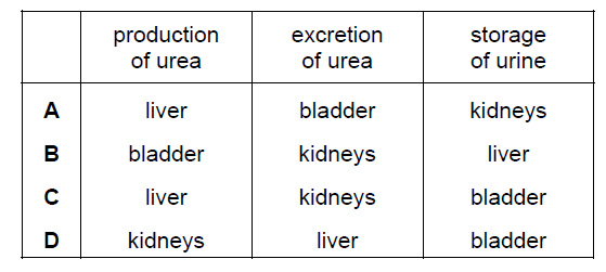 Igcse Biology 0610 13 1 Excretion In Humans Igcse Style Questions Paper 1