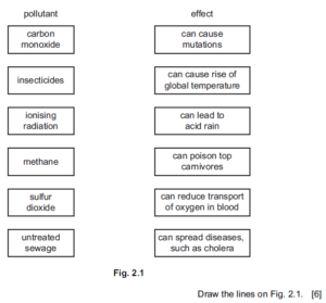 iGCSE Biology (0610)-20.3 Pollution - iGCSE Style Questions Paper 4