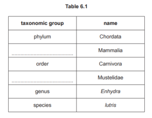 A level Biology 18.1 Classification - Exam style question - Paper 4
