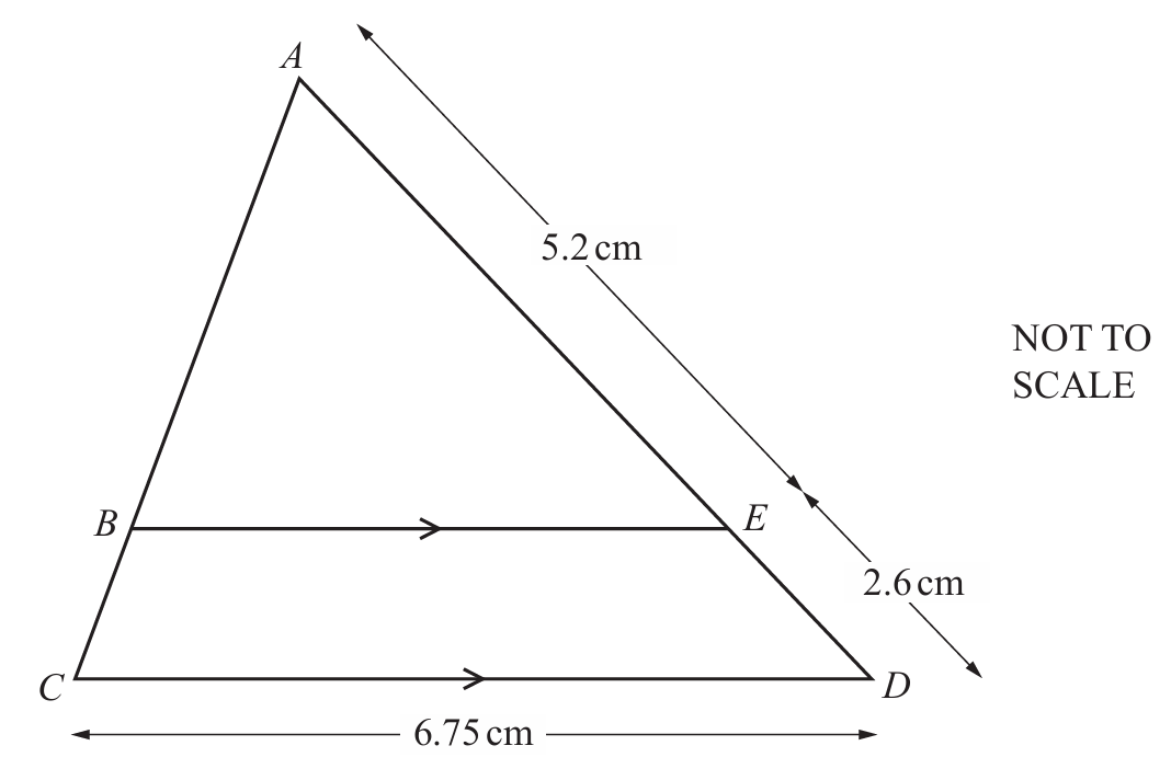 iGCSE Mathematics (0580) :E4.4 Calculate lengths of similar figures.iGCSE Style Questions Paper 2